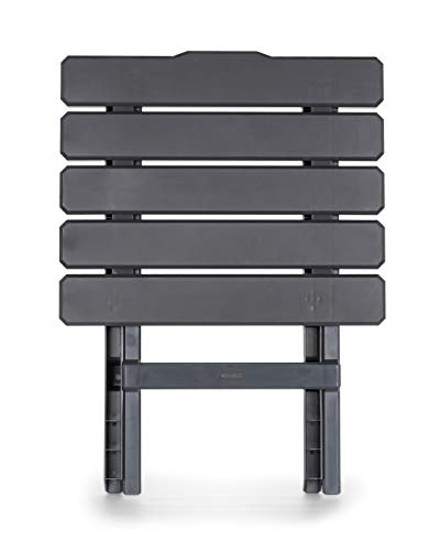 Camco Large Adirondack Portable Outdoor Folding Side Table - Perfect for The Beach, Camping, Picnics, Cookouts and More - Weatherproof and Rust Resistant - Charcoal (21047)