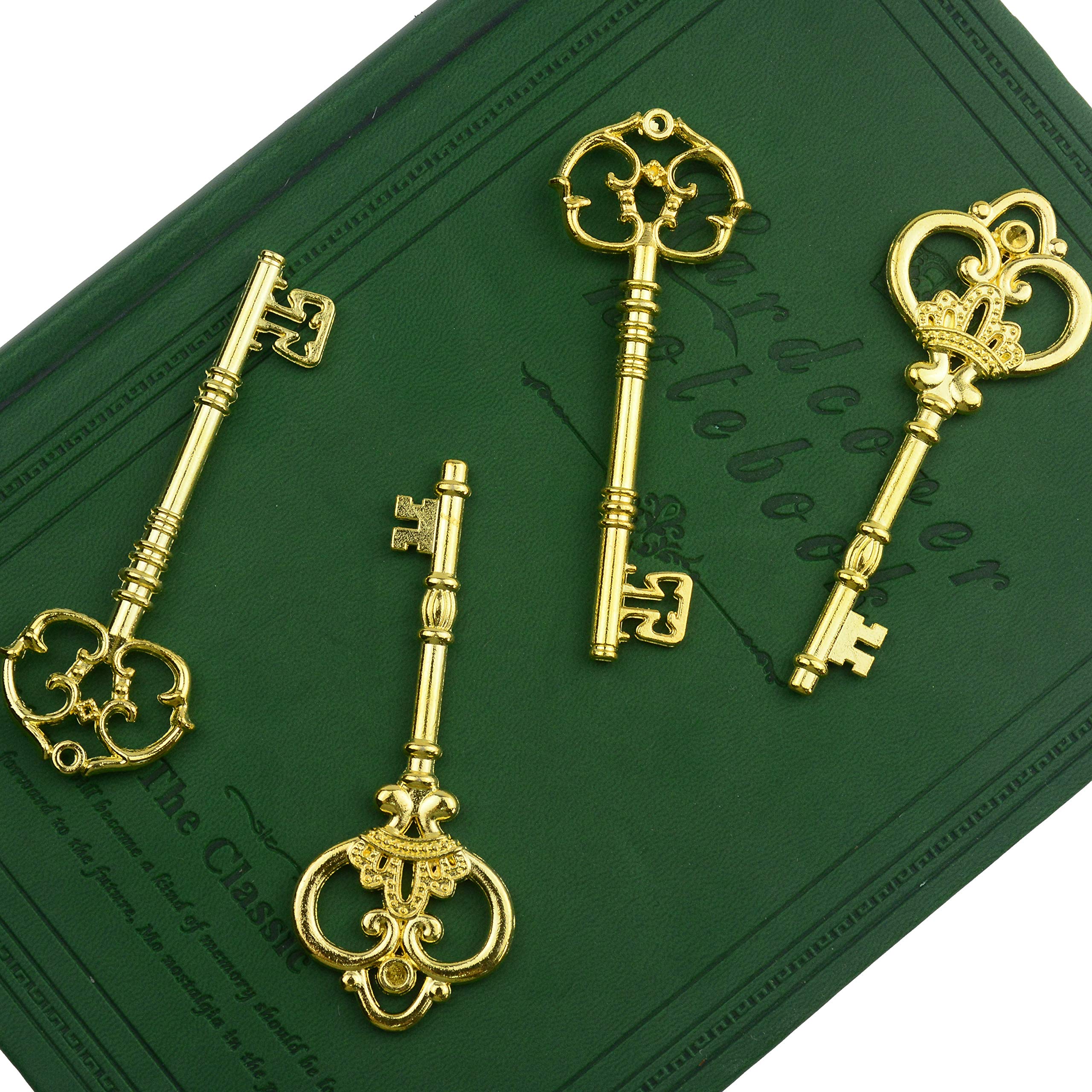 Makhry Mixed 20 Extra Large Gold Finish Skeleton Keys Rustic Key for Wedding Decoration Favor(Gold)