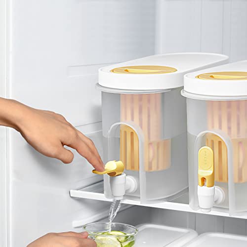 Plastic Drink Dispensers,3.9 Litre Fridge Water Lemonade Pitcher Beverage Juice Dispenser With Infuser Drink Containers With A Spigot For Parties