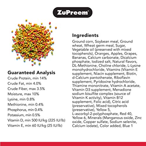 ZuPreem FruitBlend Flavor Pellets Bird Food for Small Birds, 2 lb - Daily Blend Made in USA for Parakeets, Budgies, Parrotlets