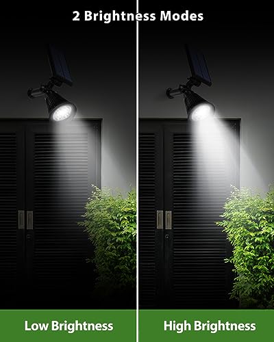 FALOVE Solar Lights, 2-in-1 Waterproof 4 LED Solar Spotlight Adjustable Wall Light Landscape Light Security Lighting Dark Sensing Auto On/Off for Patio Deck Yard Garden Driveway Pool Area(2 Pack)