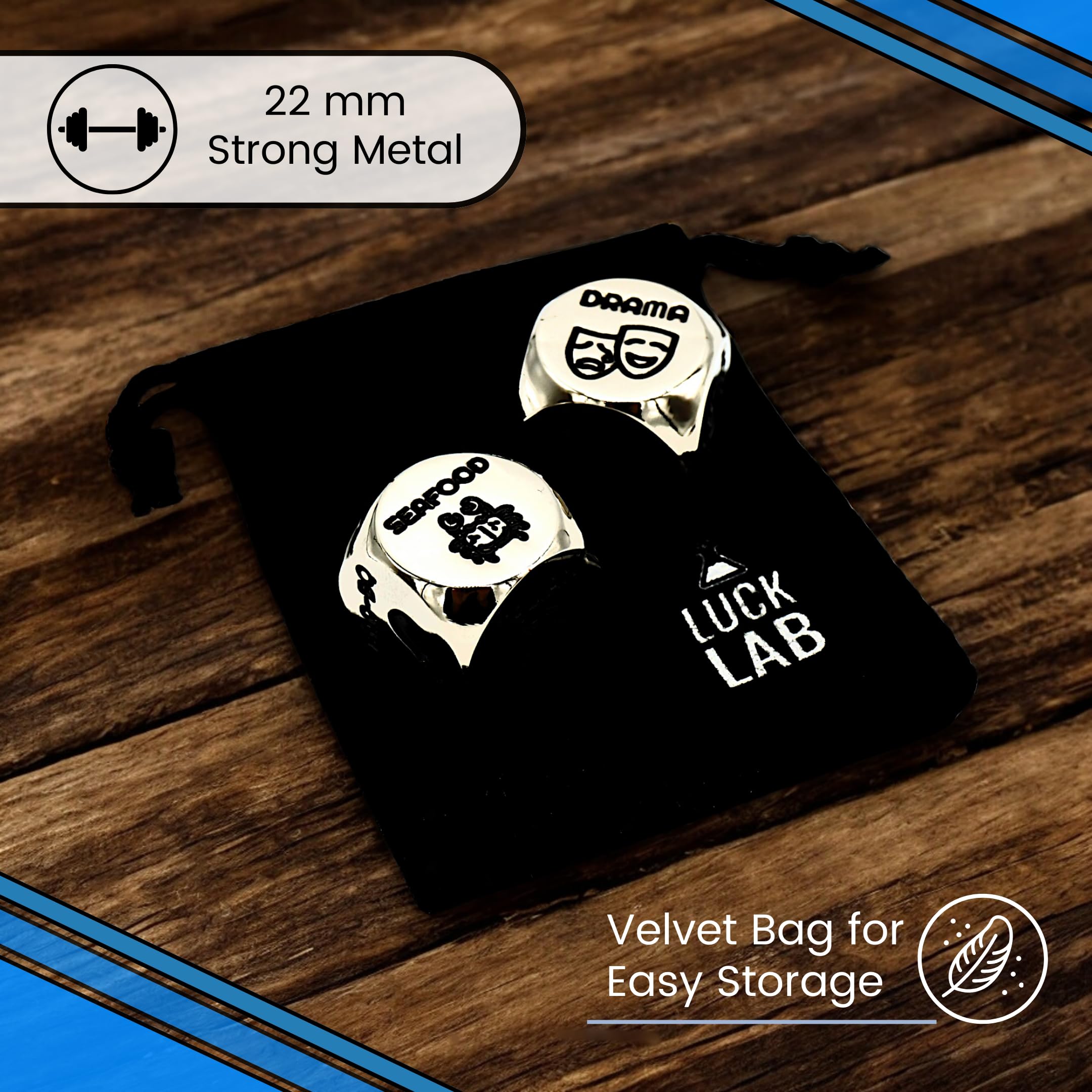 Luck Lab Date Decider Dice - Date Night Dice with Velvet Storage Bag (Dinner & A Movie Decider Dice)