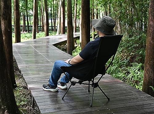 MARCHWAY Lightweight Folding High Back Camping Chair with Head Support, Stable Portable Compact for Outdoor Camp, Travel, Beach, Picnic, Festival, Hiking, Backpacking (Black)