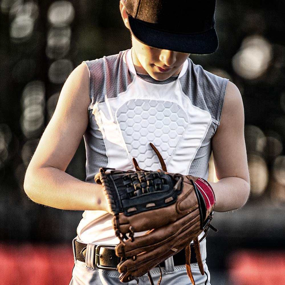 McDavid Youth Chest Protector, HEX Baseball Chest Protector Youth Sizes. Heart Guard Sternum Protection Compression Shirts, Padded Football Shirt for Lacrosse, Softball, Paintball, Rugby & More