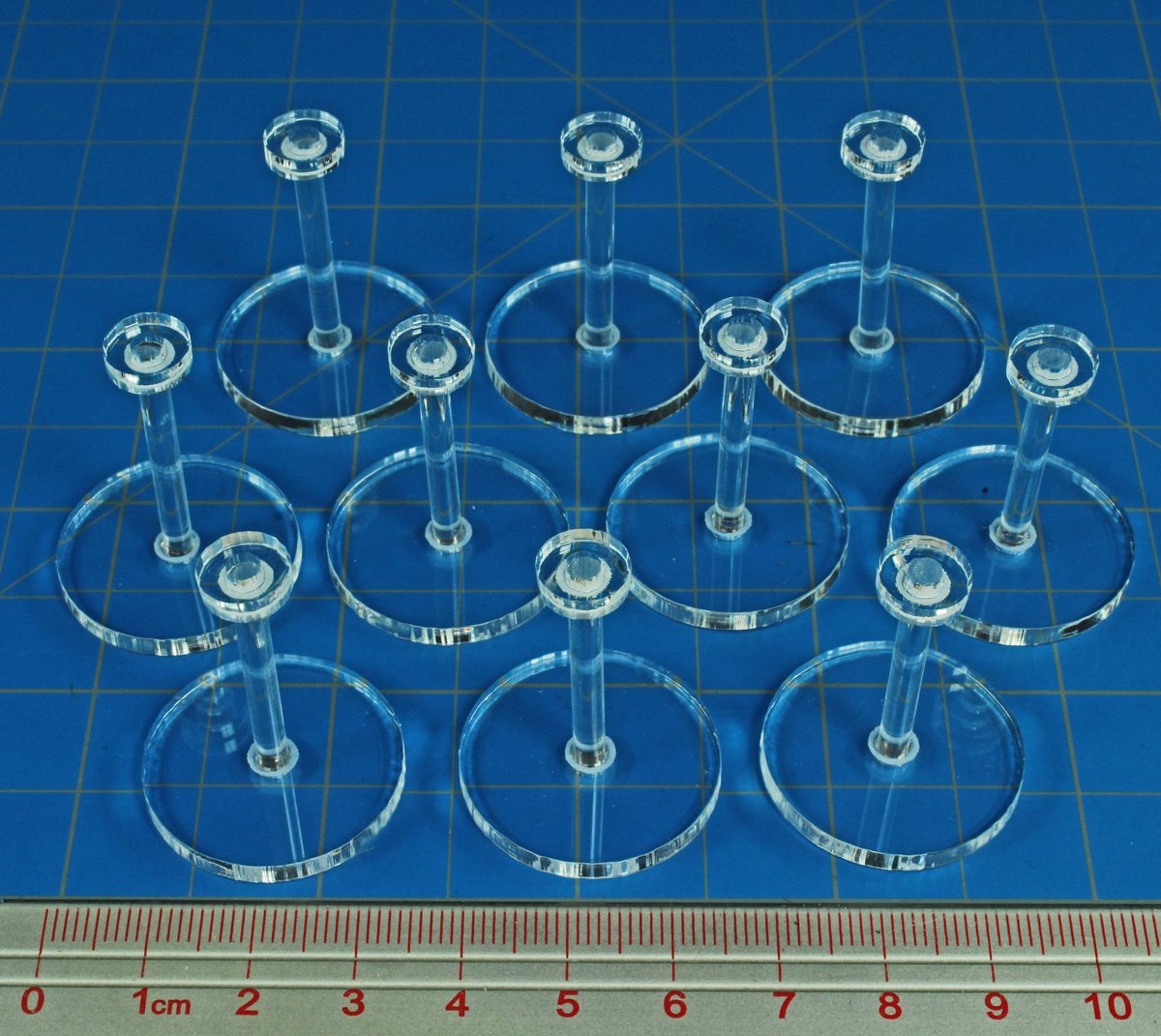 LITKO 27mm Circular Flight Stand Kit | Compatible with Star Wars: Legion | 3mm Clear with 1.25 inch Peg | 10 Pack