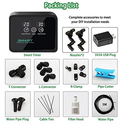 Reptile Humidifiers Smart Misting System, Reptile Mister Automatic with Timer, Terrariums Humidifier with 360°Adjustable Misting Nozzles, Spray Kit for Rainforest Plants Amphibian(Touch Version)