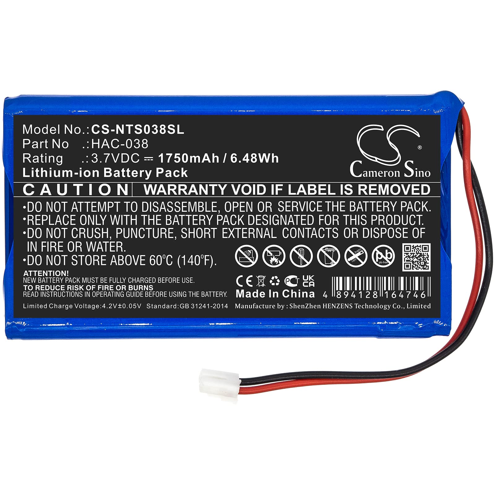 Cameron Sino New Replacement Battery Fit for Nintendo Home Circuit, Mario Kart Live(1750mAh / 6.48Wh)