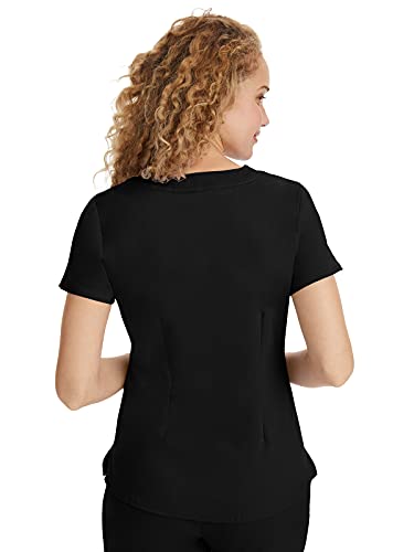 Purple Label by Healing Hands Scrubs Women's Jane V-neck 2 Pocket Top, XX-Large - Black