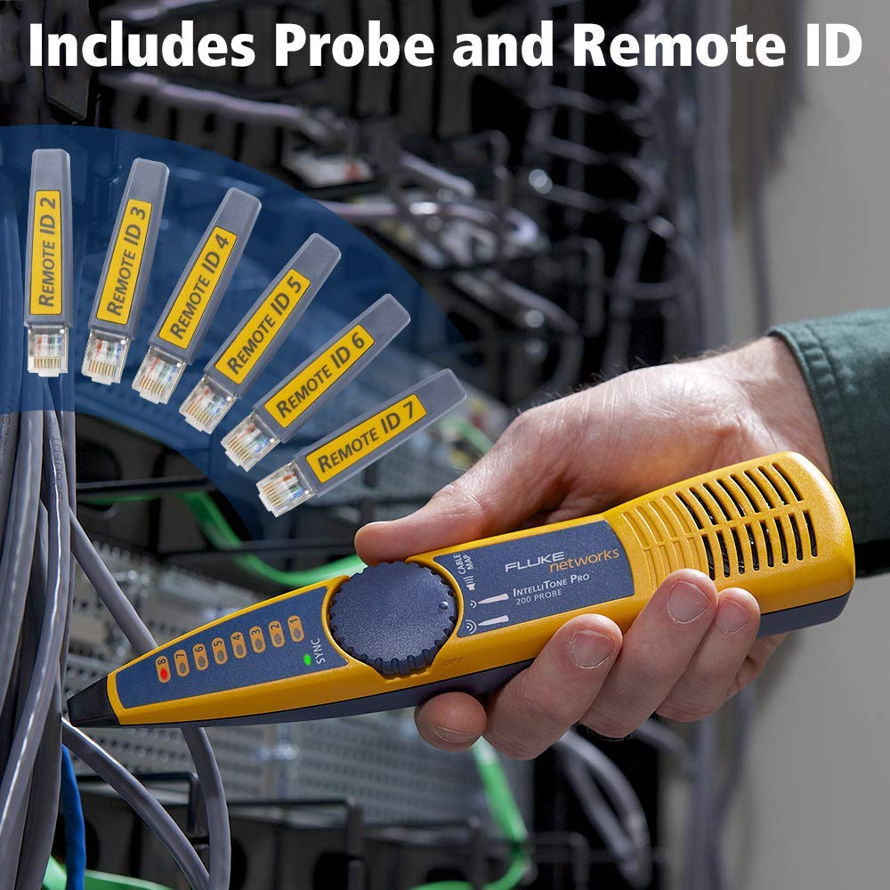 Fluke Networks - 5018513 MS-POE-KIT MicroScanner Copper Cable Verifier & PoE tester for RJ-45 Category 5-6A Ethernet Cables, Includes IntelliTone Pro 200 & Remote ID Kit