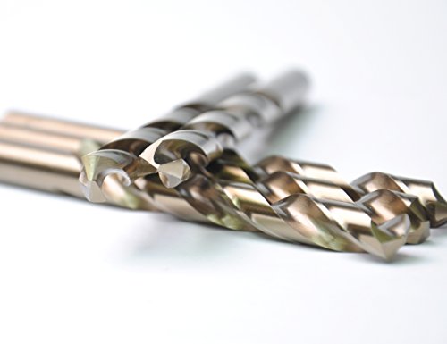 DRILLFORCE 5PCS 31/64" Inch HSS General Purpose Heavy Duty Jobber Cobalt Twist Drill Bits,Ideal for Drilling on mild Steel, Copper, Aluminum, Zinc Alloy etc.