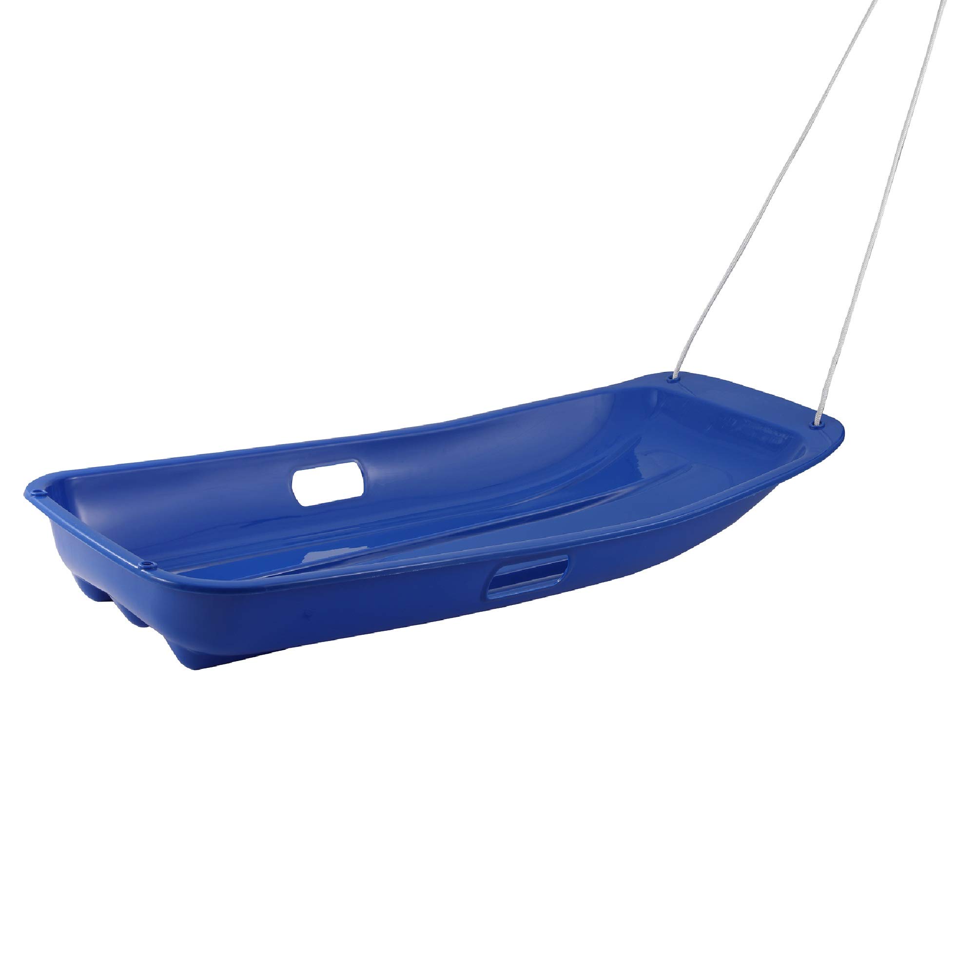 Bonnlo 2 Packs Toboggan Snow Sled, 35'' Heavy Duty Plastic Winter Downhill Sleds w/Pull Rope & 2 Handles for Kids (Blue)