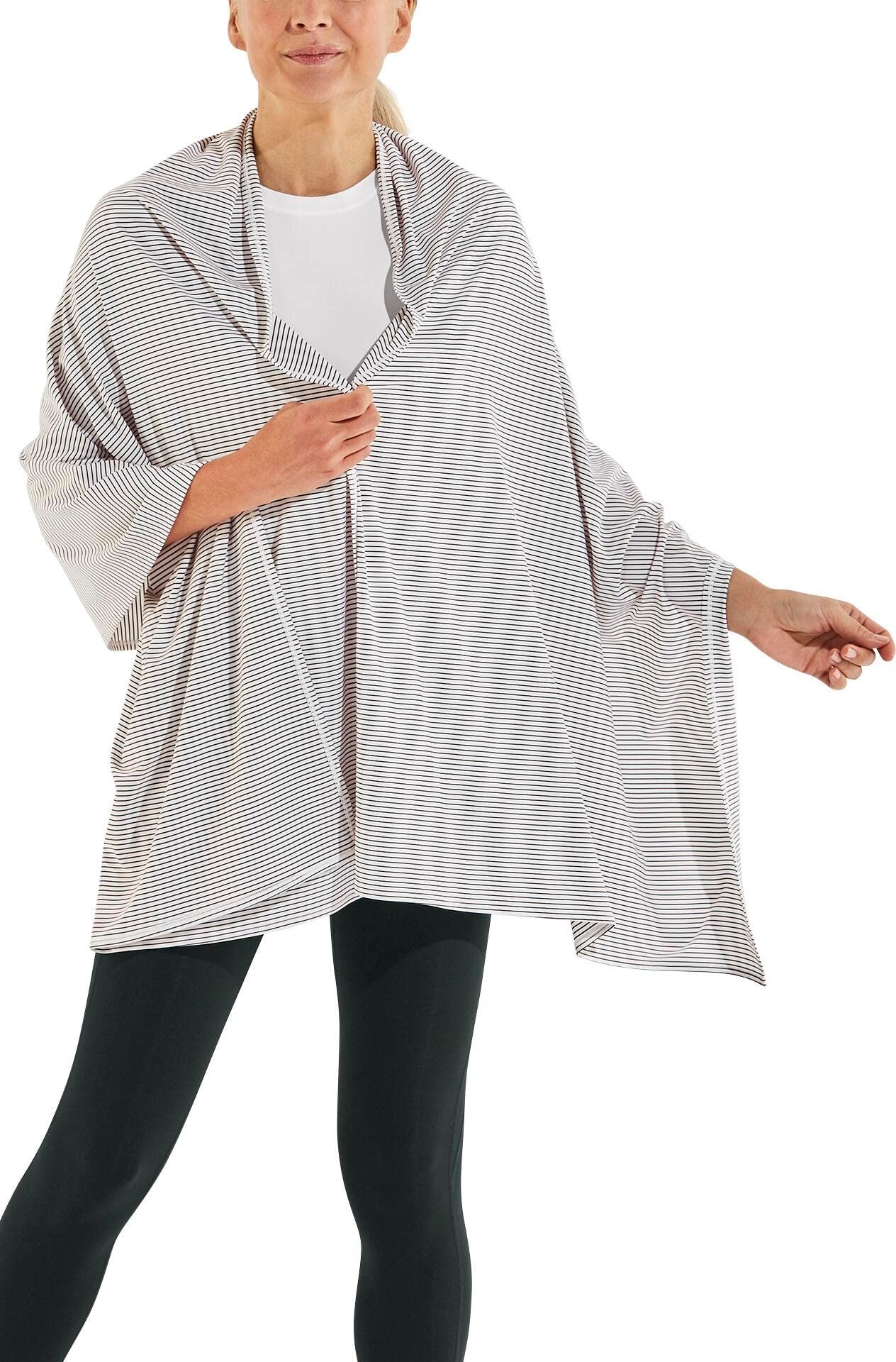 Coolibar UPF 50+ Women's Bhakti Sun Shawl - Sun Protective (One Size- Black/White)