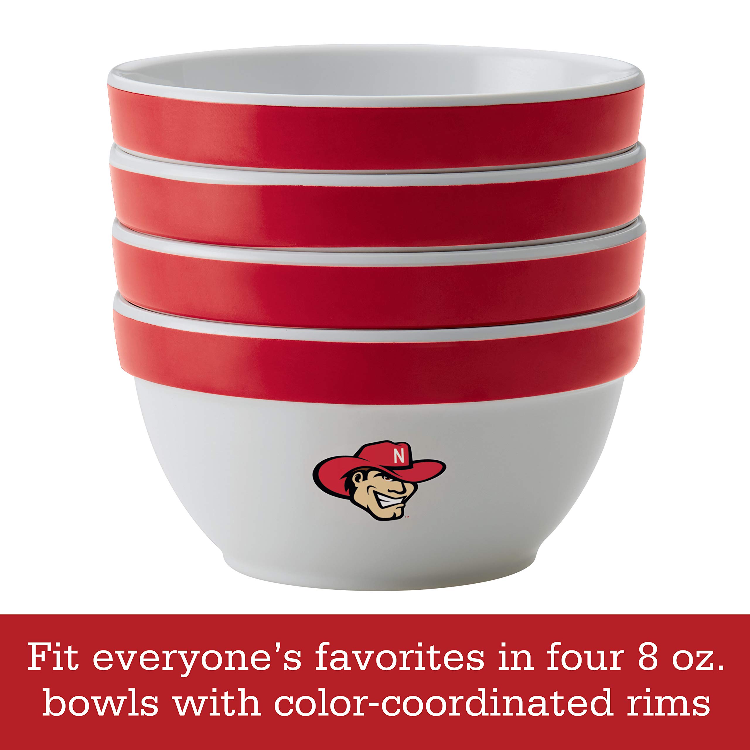 College Kitchen Collection Nebraska Cornhuskers Serving Party Bowls / Mixing Bowls Set / Food Appetizer Serveware - 4 Piece, White
