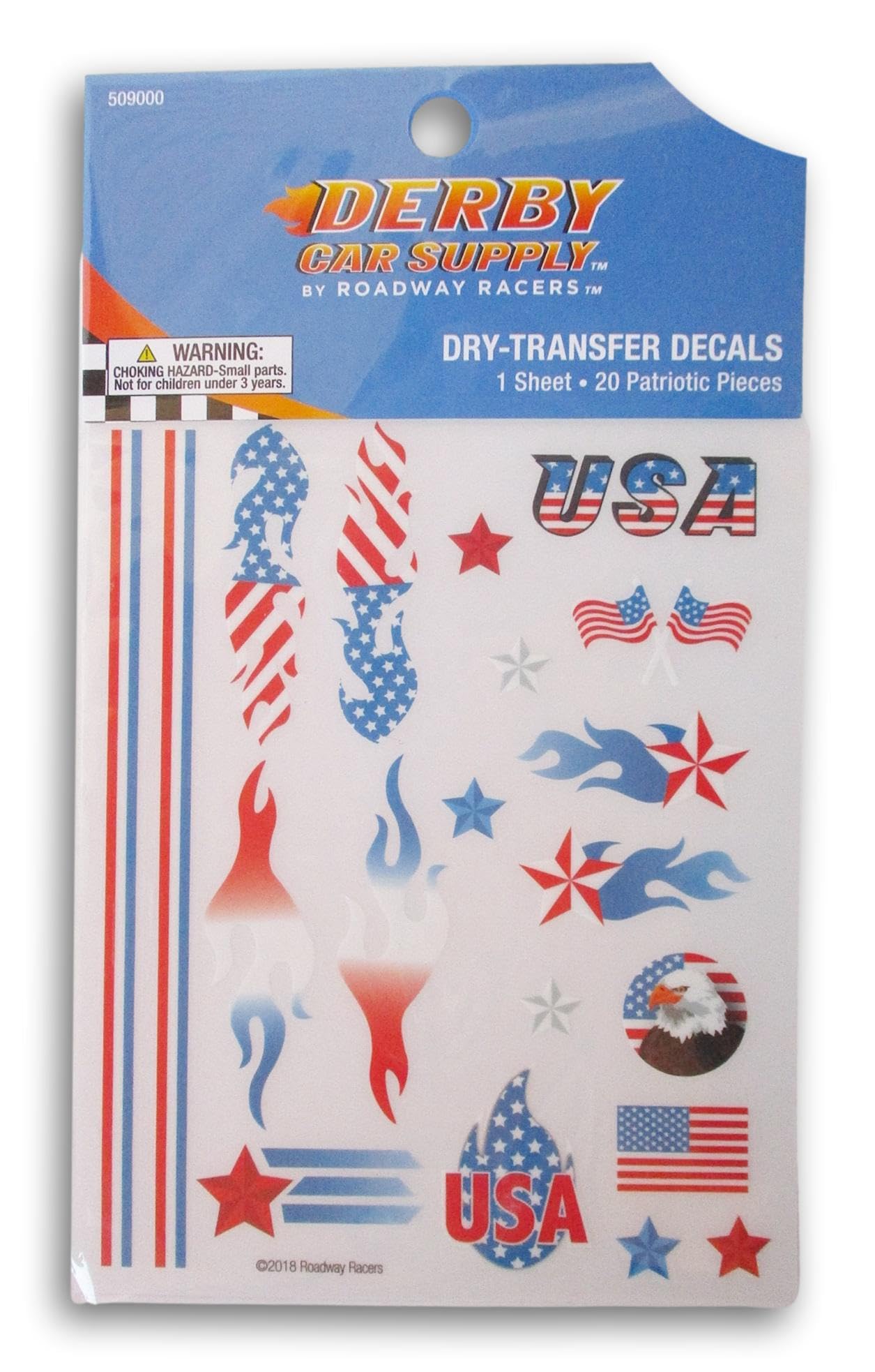 Stickabilities Patriotic Derby Car Dry Decals for Derby Racer 1 Sheet - 20 Patriotic Pieces