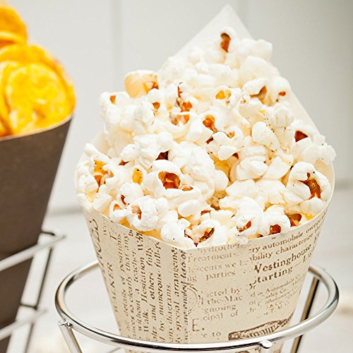 Restaurantware Conetek 10-Inch Eco-Friendly Finger Food Cones: Perfect for Appetizers - Food-Safe Paper Cone with Newsprint Styling - Disposable and Recyclable - 100-CT - Restaurantware