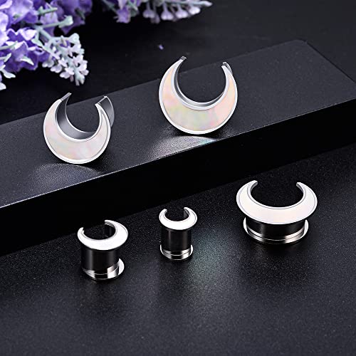 COOEAR Stainless Steel Ear Gauges Moon Shape and Leaf Shape Two Style of Piercing Flared Expander Stretchers