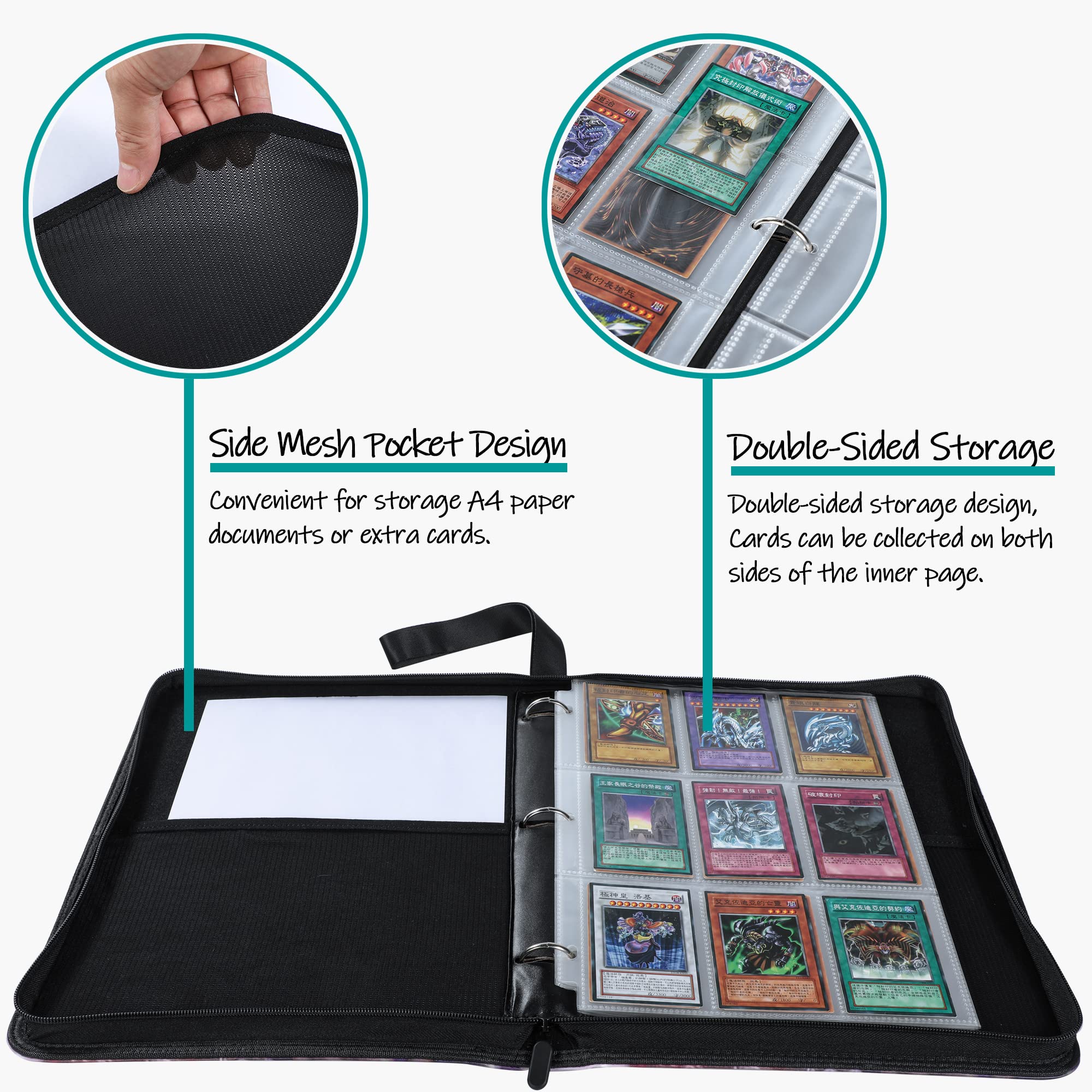 Card Binder for Yugioh Cards - 720 Pockets Trading Card Binder with 40 Removable Sleeves, 9 Pocket Card Holder Album Compatible with Yu-Gi-Oh Cards (DM)