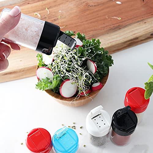 Set of 2 - Plastic Salt and Pepper Shakers with Hinged Lid, No Spill Lunch Bag Camping Picnic Moisture Proof Spice Dispenser, Seasoning Container Pourer w/Cover, 3.5 oz.