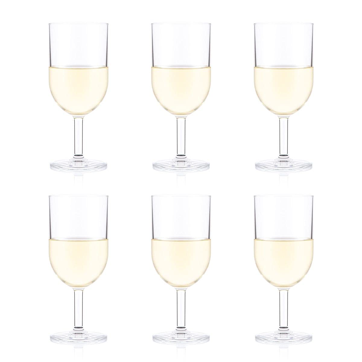 Bodum Oktett BPA-Free SAN Plastic Shatterproof Glass, 8 Ounce (6-Pack), White Wine