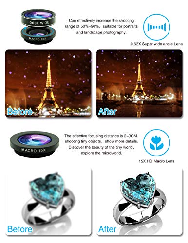 Phone Camera Lens Kit 10 in 1 for iPhone Samsung Pixel Android, 22X Telephoto Lens, 0.63Wide Angle Lens&15X Macro Lens, 198° Fisheye Lens,Kaleidoscopes, CPL+Tripod,for Most Smartphone