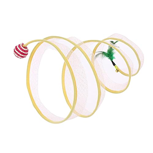 Gralara Cat Tunnel Tube Collapsible Pet Interactive Toy Playing Tent for Puppy Kitten Accessories Home, Sisal Round