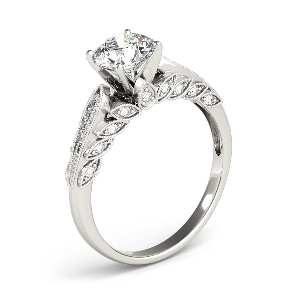 Blocaci Engagement Ring 1.5 CT Round Cut Graduated Floral Moissanite Engagement Rings for Women 10k White Gold Size 5