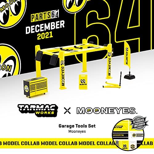 Tarmac Works Mooneyes Garage Tools Set of 5 Pieces with Stickers for 1/64 Model Cars T64A-001-ME