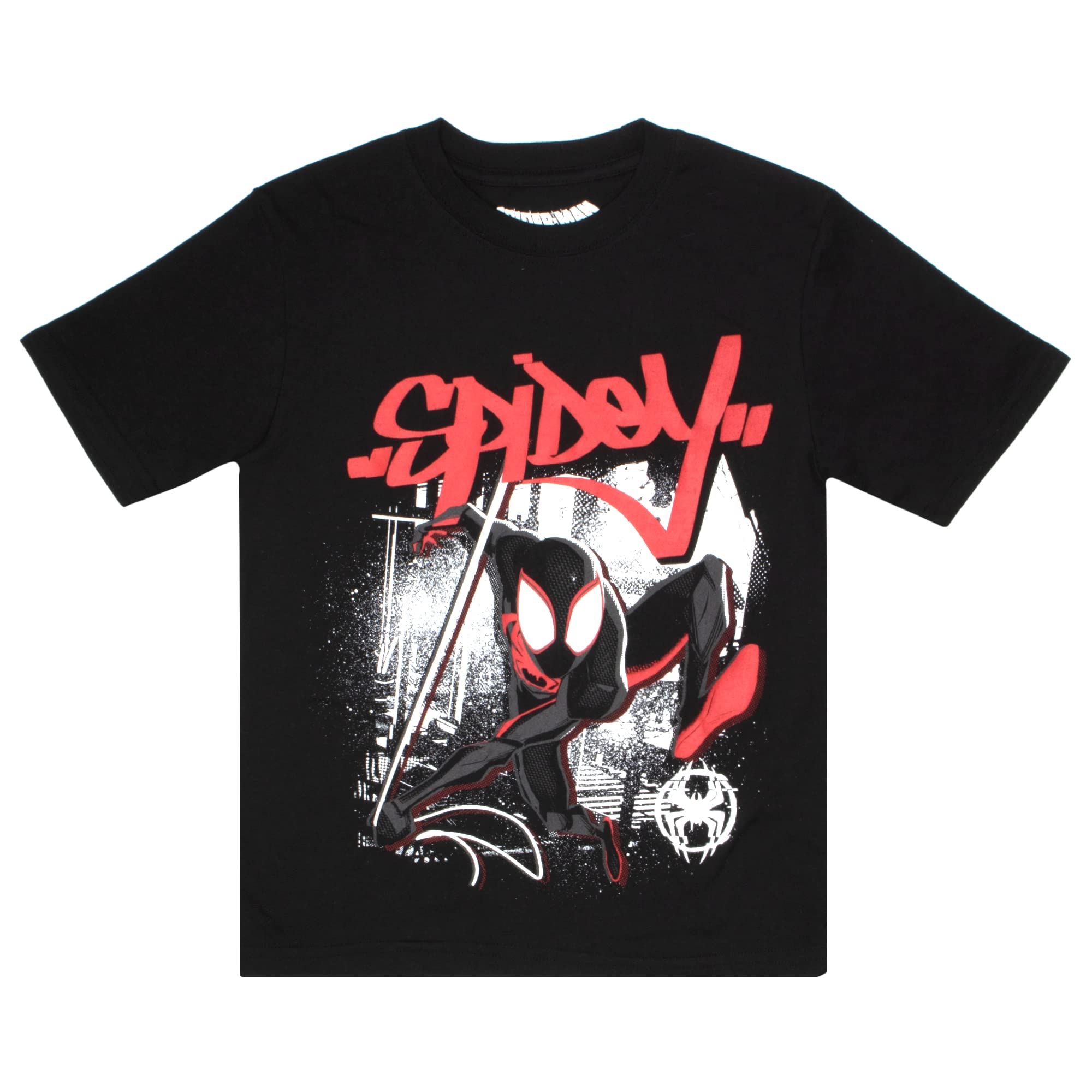 Marvel Spiderman Graphics Boys 4-Piece Set, 4-Pack Short Sleeve T-Shirt Bundle Set for Kids and Toddlers (Black/Red/Yellow/Blue, Size 8)