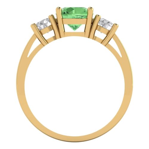 Clara Pucci 1.50 ct Round Cut 3 stone Genuine Green Simulated Diamond Engagement Promise Anniversary Bridal Ring 18K Yellow Gold 8.5