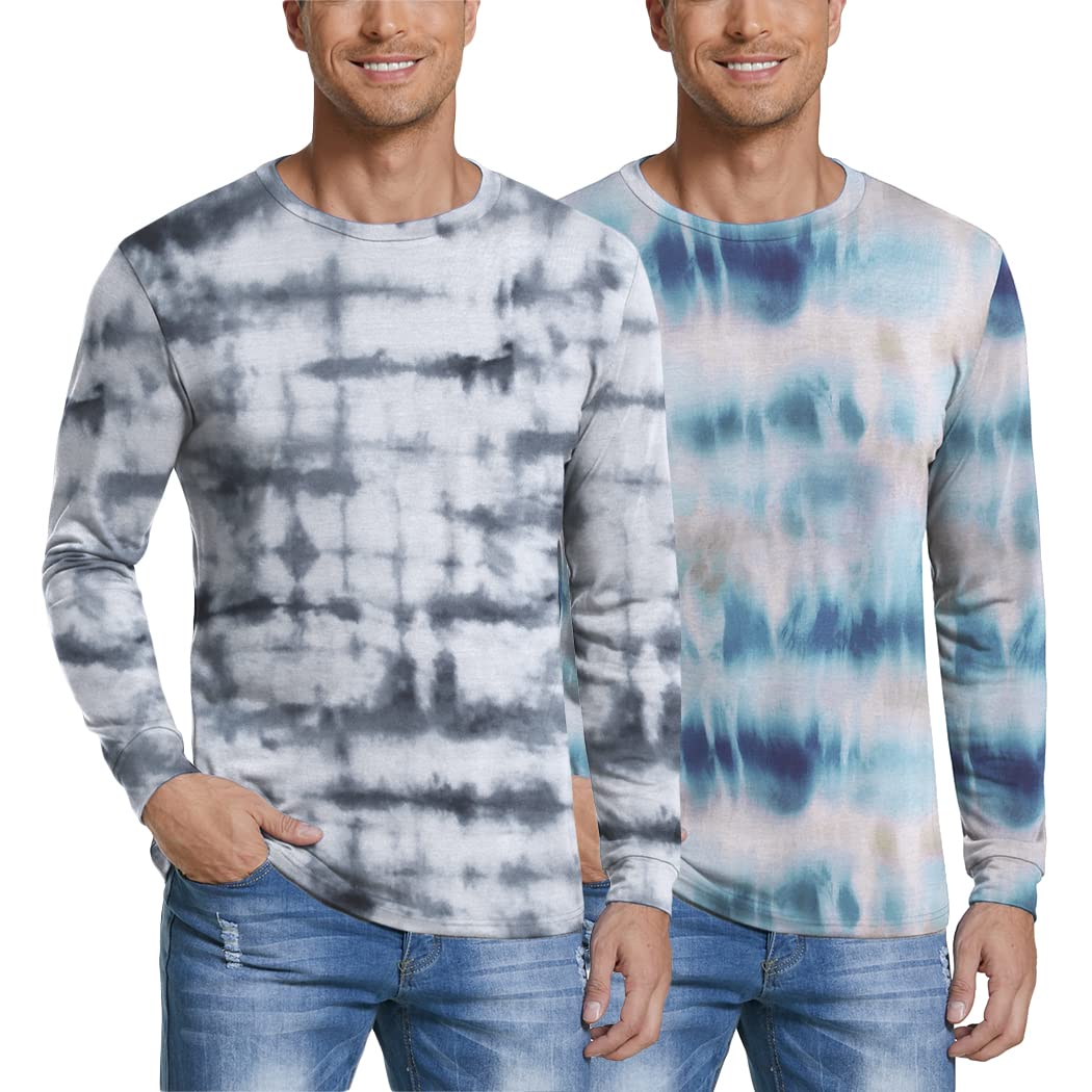COOFANDY Men's Slim Fit Long Sleeve Shirts 2 Pack Crew Neck Shirts Casual Sport Shirts