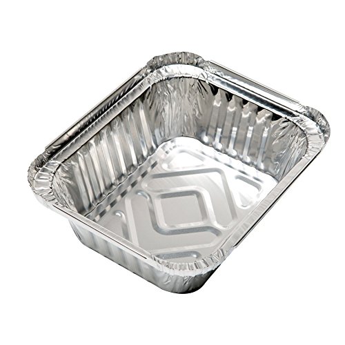 DCS Deals 50-Pack Heavy Duty Disposable Aluminum Oblong Foil Pans with Lid Covers | 100% Recyclable Tin Food Storage Tray | Extra-Sturdy Containers for Cooking 1 LB