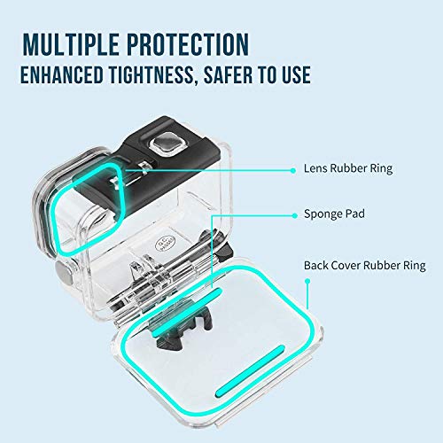 SHOOT 60M/196FT Waterproof Case Kit for HERO11/10/9 Black,Diving Protective Housing Shell with Screen Protector Set and 12pcs Anti-Fog Insert for HERO11 HERO10 HERO9