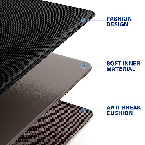 StepRite Kitchen Mat, 2PCS Kitchen Rugs, Cushioned Anti Fatigue Kitchen Mats for Floor, Non-Slip Standing Desk Mat, Waterproof Kitchen Rug Set for Kitchen, Floor, Office (17 "×47" +17 "×30 ", Black)