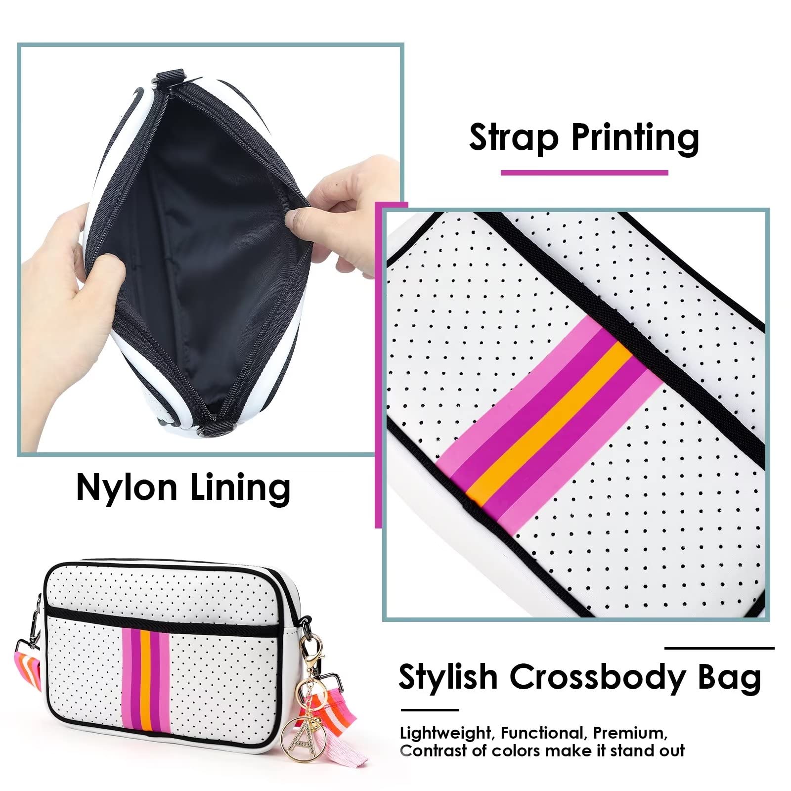 Colnic Women's Crossbody Handbags Small Crossbody Purses for Women Neoprene Pink Leopard with Adjustable Strap