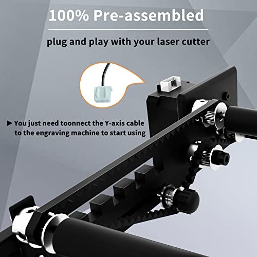 Longer Laser Engraver Rotary Roller, a Good Partner for Laser Engraving Machine, Y-axis Laser Engraver Attachment 360° Rotation, 6-100mm Engraving Space, Compatible with Other Brands of Engraver