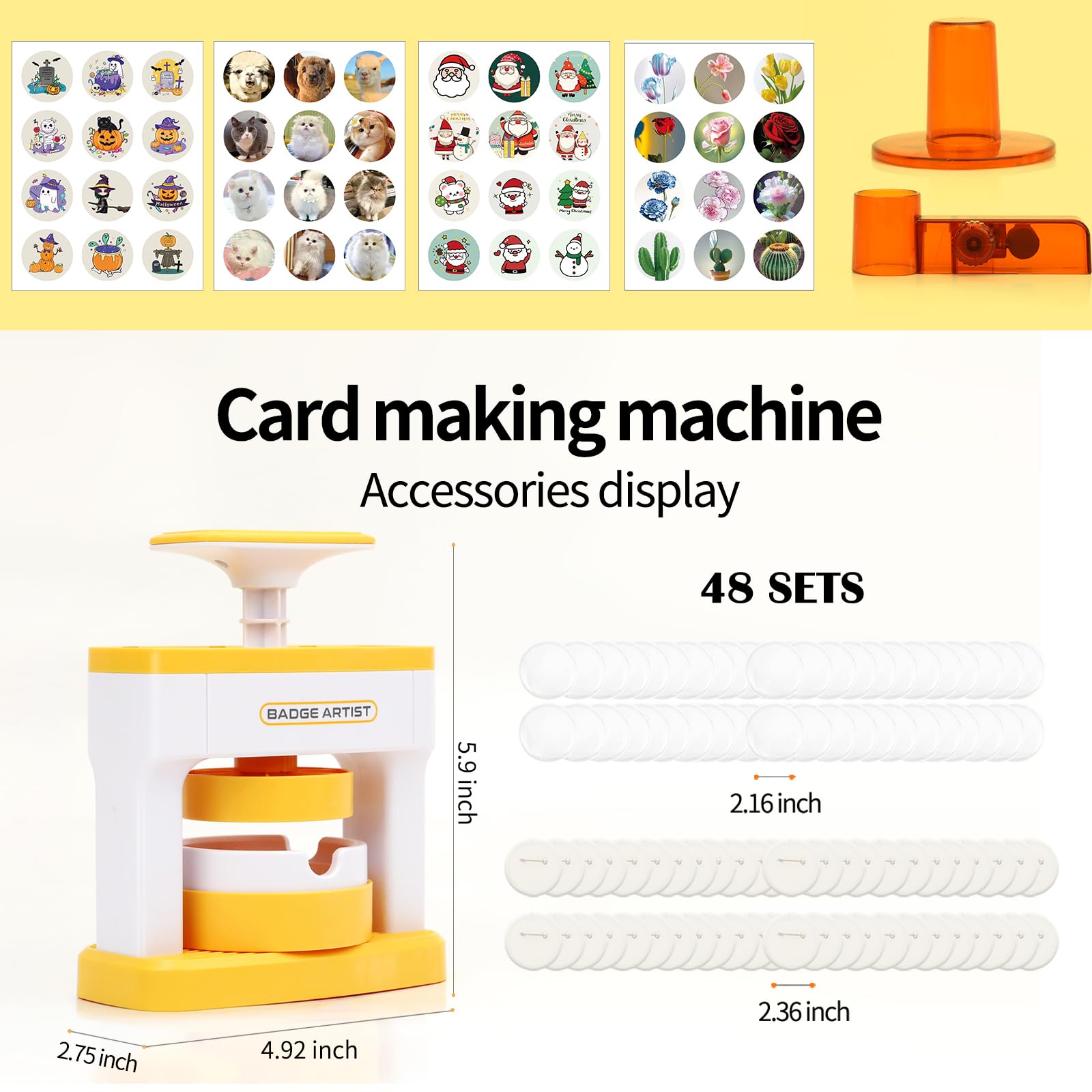 Button Maker Machine,Pin Maker Machine,Badge Button Press Machine with Cute Stickers and Button Making Supplies