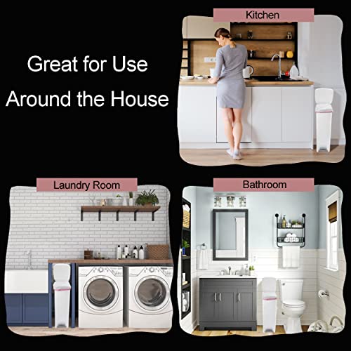 Sterilite Slim Trash Can with Lid, Step On 11 Gal White Kitchen Garbage Can for Bathroom, Bedroom, Home, and Outdoor, Wholesalehome Microfiber Cleaning Cloth Included