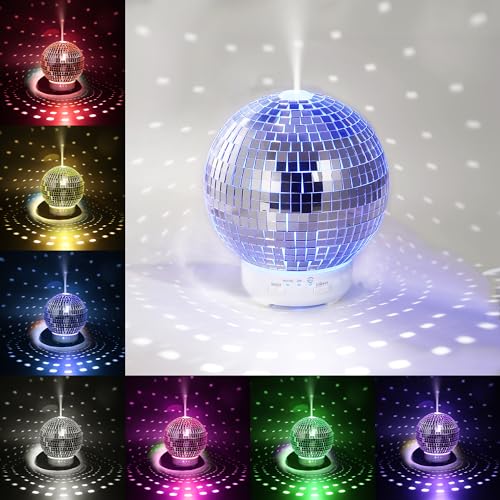 Disco Ball Diffuser Rotatable with 7 Color Mood Light - Disco Ball Decor Multi-Purpose Disco Diffuser, Home Aromatherapy Essential Oil Diffuser, Great for Disco Party Decoration and Accessories