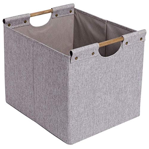 CAMEL CROWN Collapsible Storage Basket Organizer Bins Handles Box Accessories Laundry Cube for Home Office Nursery Kids (Grey-03, 1)