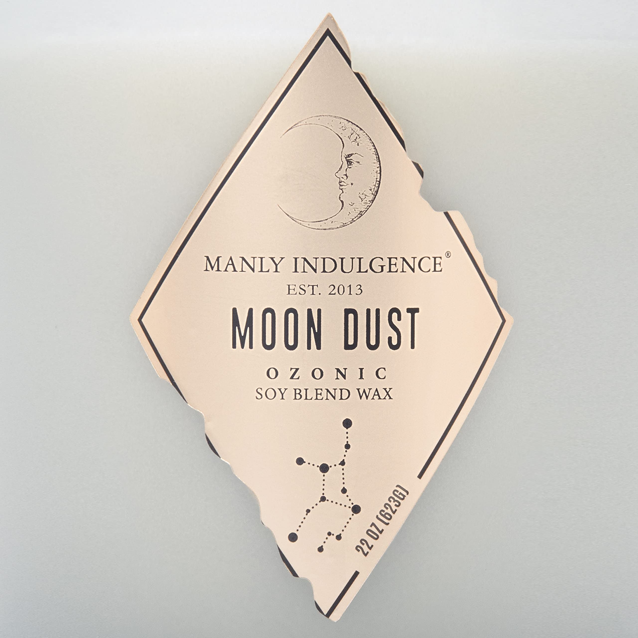 Manly Indulgence Moon Dust Scented Jar Candle, Rebel Collection, 2 Wick, Blue, 22 oz - Up to 120 Hours Burn