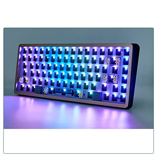 DRAOZA 84 keys Custom DIY Gaming Mechanical Keyboard Kit, Aluminum Metal CNC Shell, RGB Hot Swap 3pin/5pin Switch, Programmable Triple Mode Bluetooth 5.0/USB-C Wired/2.4GHz Wireless(Purple+Grey)