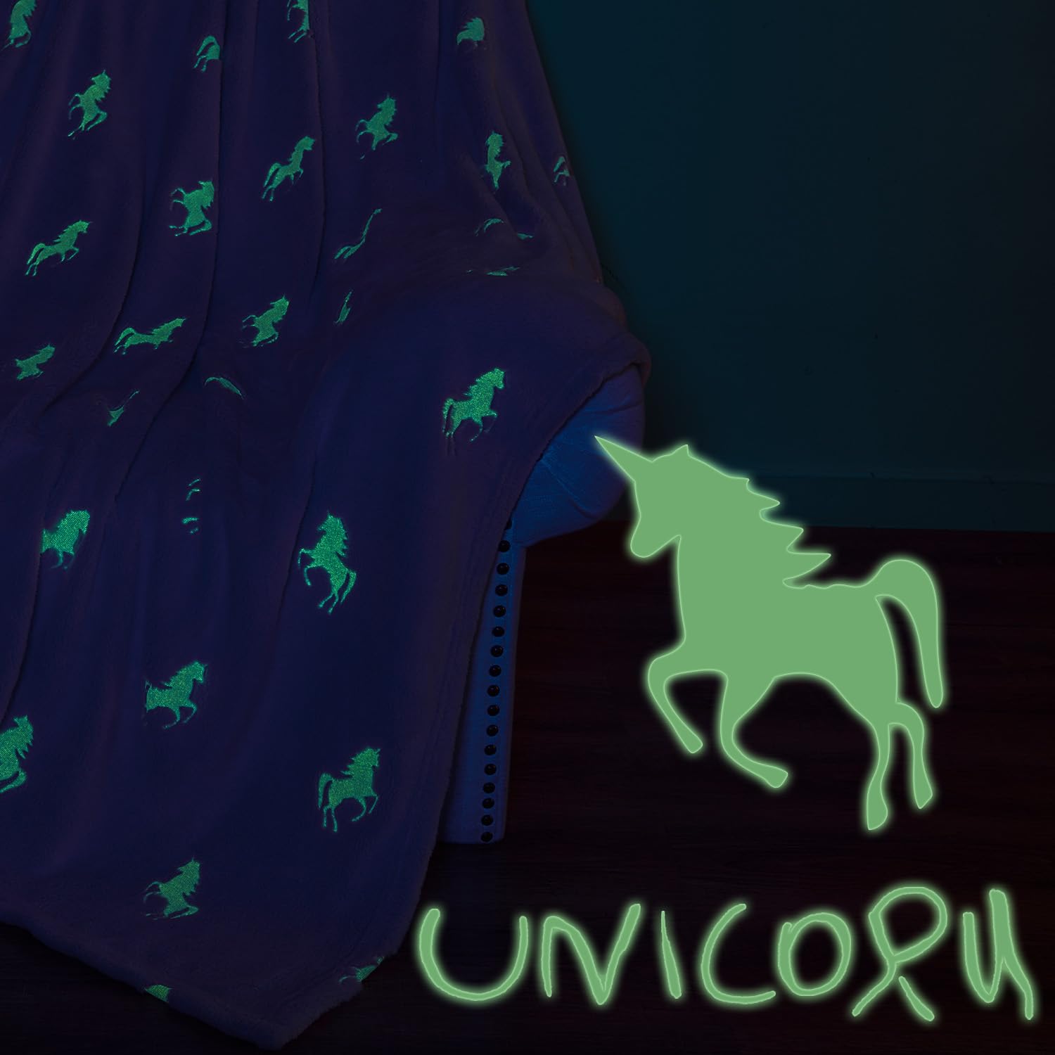 jinchan Glow in The Dark Throw Blanket Cat Pattern 40"x60" Soft Fleece Blanket for Couch Bed Decor Birthday Holiday Kids Boys Girls Blue