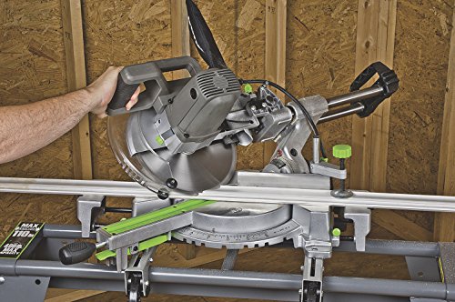 Genesis GMSDR1015LC 15 Amp 10" Sliding Compound Miter Saw with Laser Light, Electric Brake, Spindle Lock, Dust Bag, Extension Wings, and 60T Carbide-Tipped Blade
