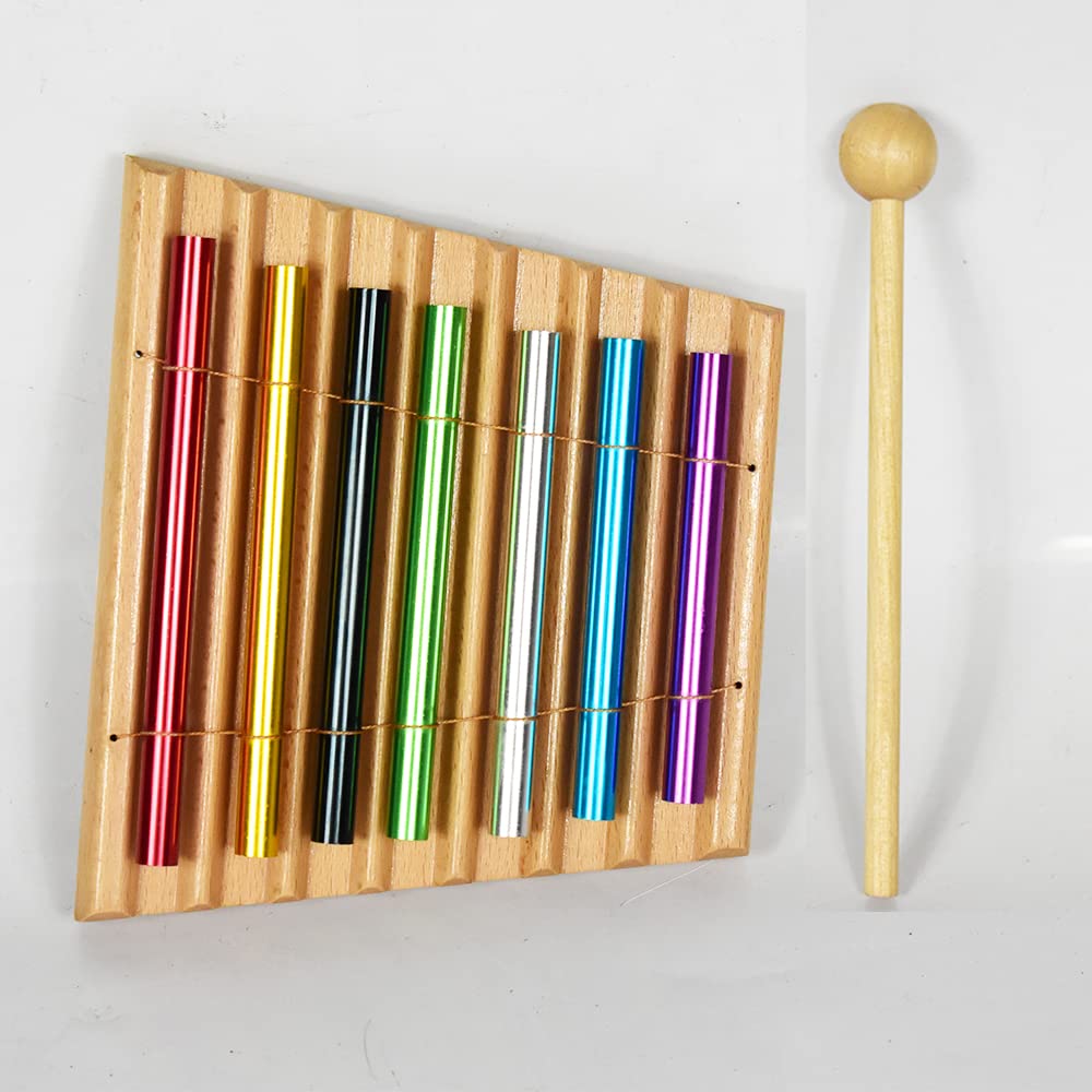 Colorful Responsive Classroom Chime Energy Chime Percussion Sound Tube Hand Bell for Class Yoga (Septet Chime)