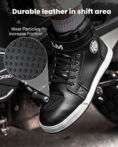 ILM Motorcycle Shoes for Men Black Waterproof Street Riding Protective Gear Breathable Powersport Anti-Slip Footwear with Ankle Support, Shift pad (Black,13)