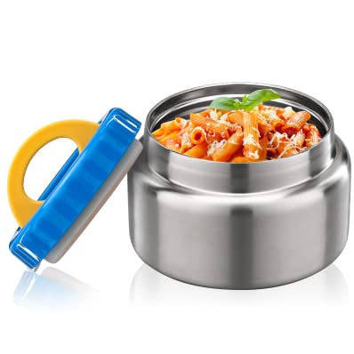 PIQUEBAR 8 Ounce Kids Thermo For Hot Food Vacuum Soup Thermo Insulted Food Jar, Lunch Container for School, Travel, Stainless Steel (8oz Blue)