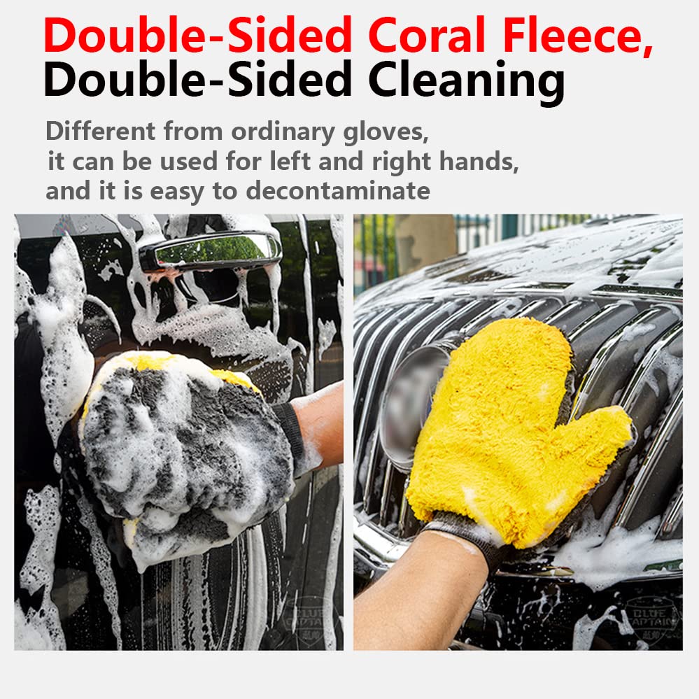 Rotkeym Car Wash Mitt,Premium Thick Coral Fleece Washing Gloves, Holds Tons of Sudsy Water for Effective Washing, Machine Washable, Lint Free, Scratch Free