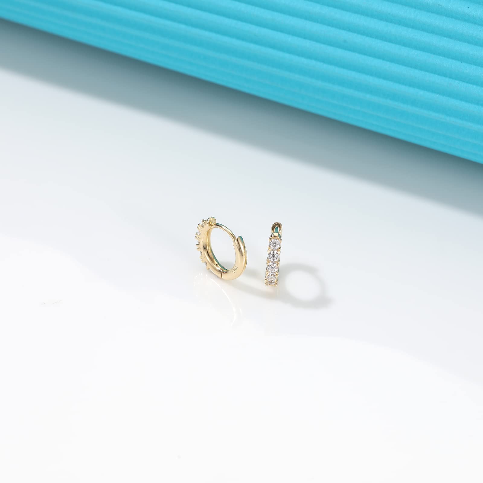 CHASKI Moissanite Hoop Earring for Women White Gold Plated 0.3ct Small Huggie Earrings Chunky 925 Sterling Silver Ear Rings