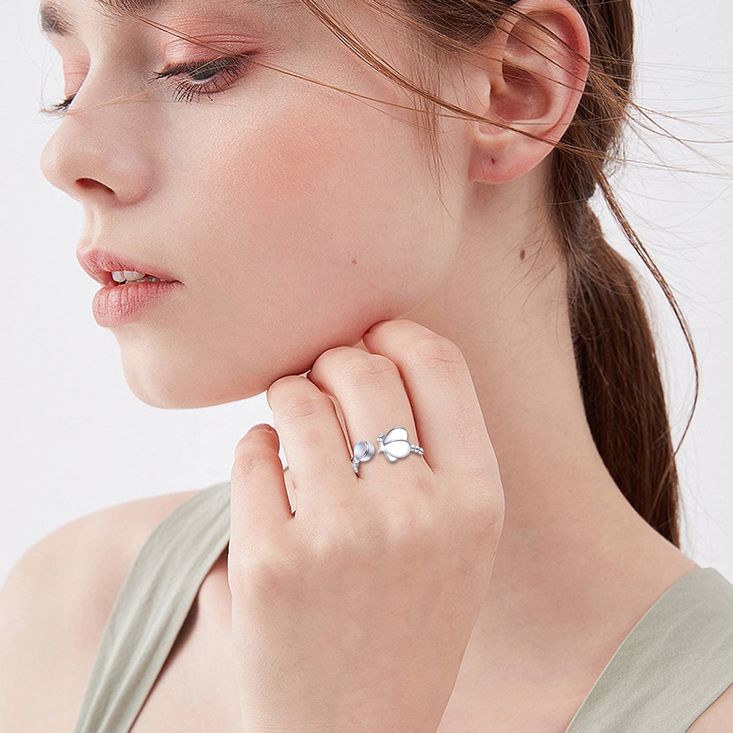 Butterfly Open Rings for Women Adjustable Open Ring 925 Sterling Silver Jewelry Gifts for Wife
