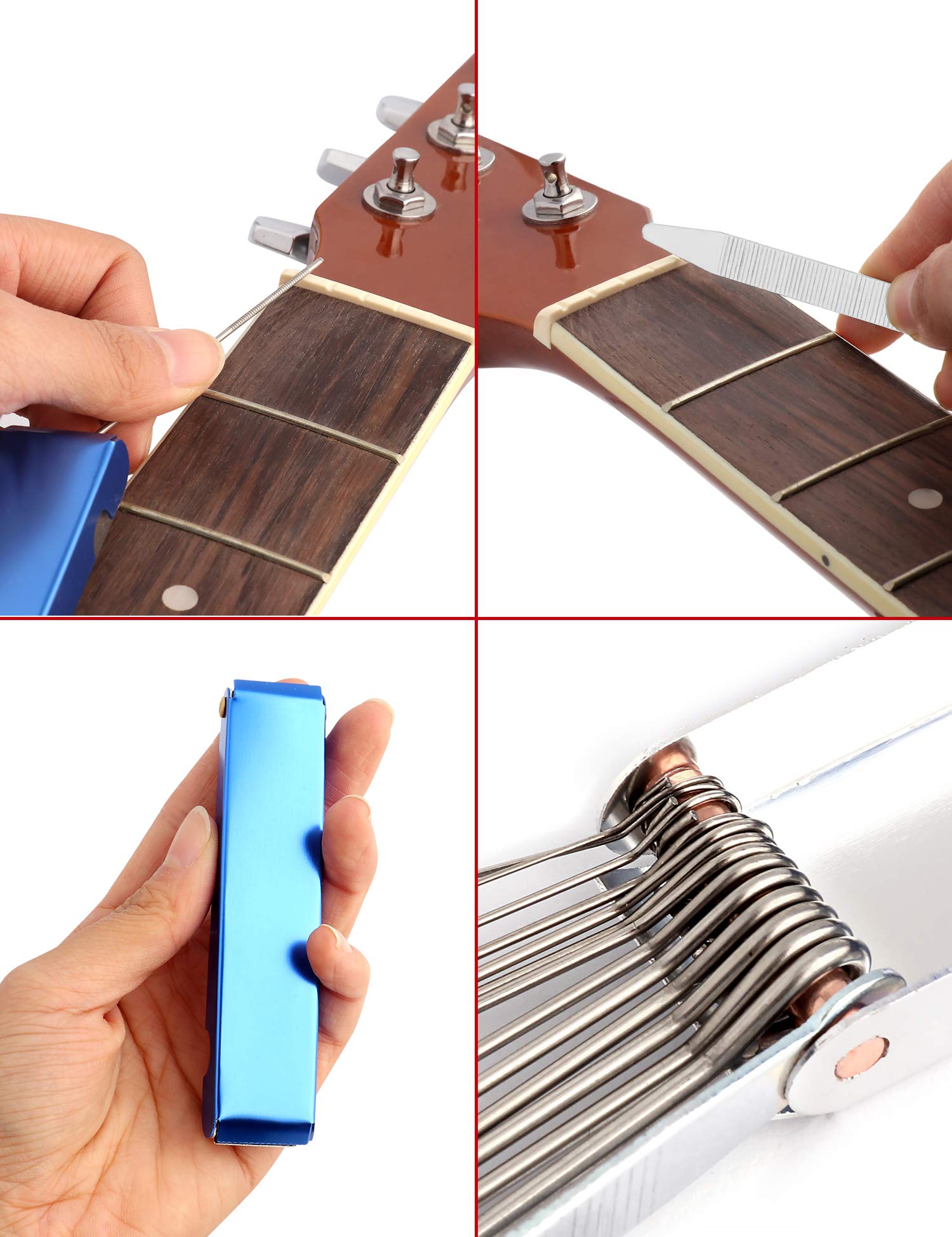 Metallor Guitar Nut Slotting Files Saw Rods Filing Tools Long Shaft Tip Cleaner Files Bridge Slot Filing Luthier Tools.